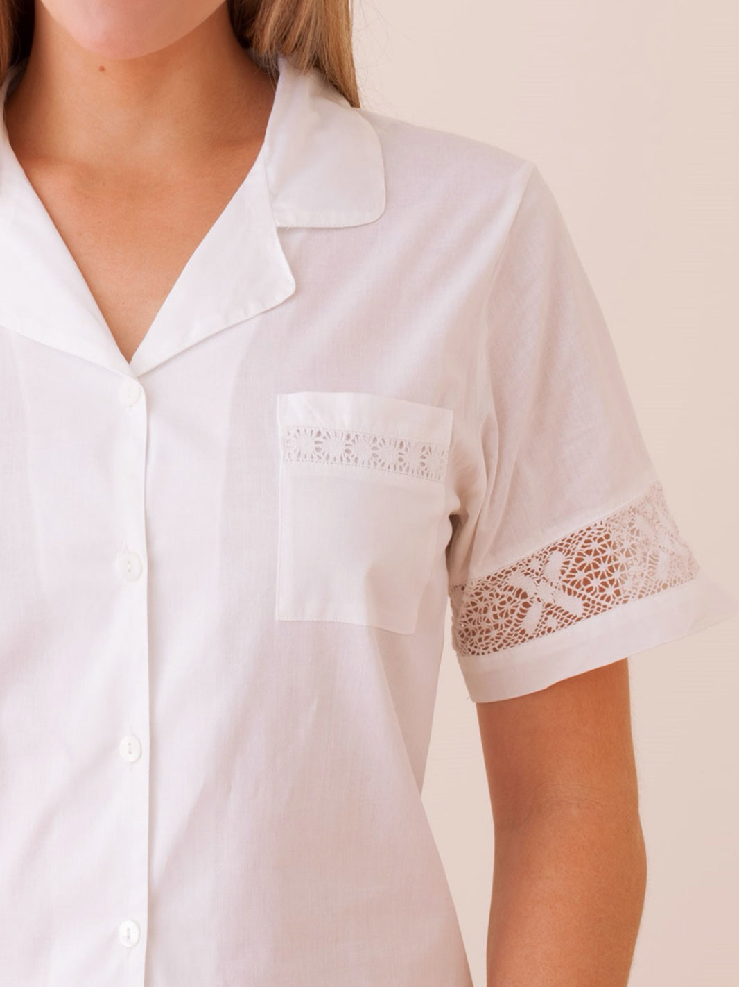 Luna White Cotton Pajamas, Embroidered with Lavender, pants Pockets ...