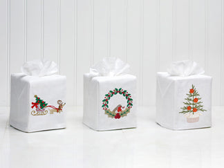 Tissue Box Cover, Embroidered, Holiday Designs by Jacaranda Living