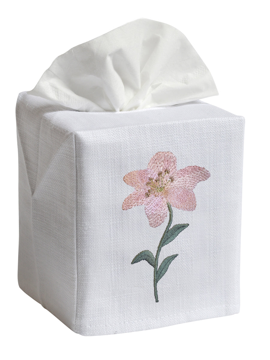 Jacaranda Living Tissue Box Cover, Embroidered - Starburst Lily