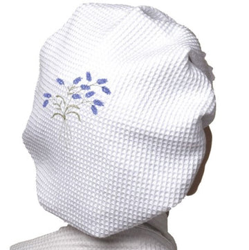 Shower Cap, White Waffle Weave, Embroidered Lemon Branch (Yellow ...