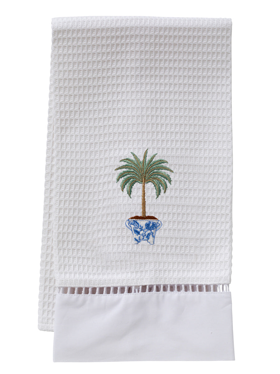 Guest Towel, Waffle Weave - Tropical Palm Tree (Olive) – Jacaranda Living