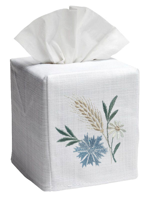 Tissue Box Cover, Embroidered - Meadow (Blue) – Jacaranda Living